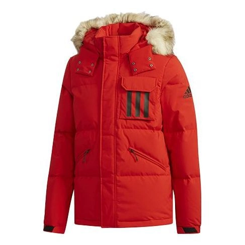 Adidas Down Puffa 3str Hooded Jacket - Light Red
