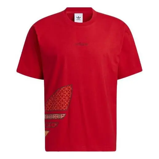 Adidas Originals Cny Limited Logo Printing Round Neck Short Sleeve Red T-shirt - Default Color