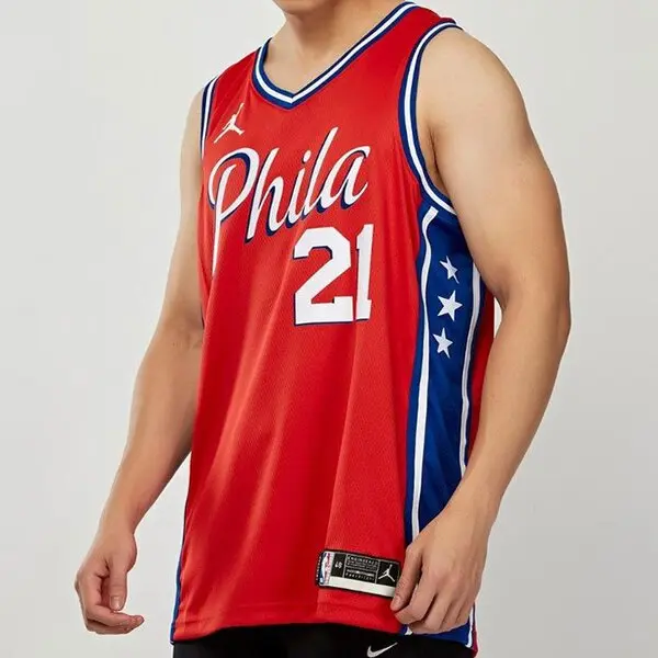 JORDAN X Nba Philadelphia 76ers Joel Embiid #21 Jersey - Red/multi-color