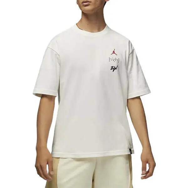 JORDAN Alphabet Logo Printing Pullover Short Sleeve White T-shirt