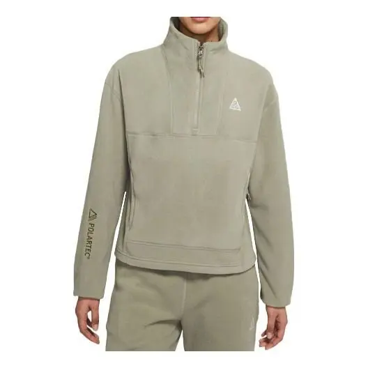 Nike Fleece Zip Up Stand Collar Sports Jacket - Green