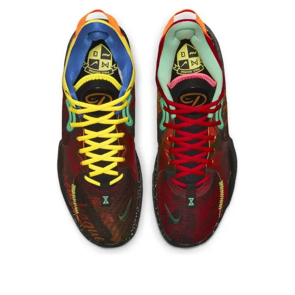 Nike Pg 5 'mismatched Multi' Low Top Sneakers - Black/yellow/red