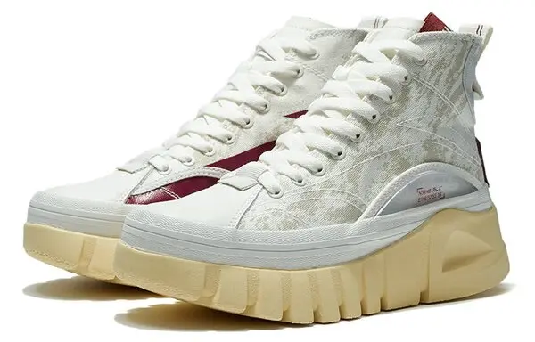 LI-NING High-top Lace-up Sneakers - Grey/tan
