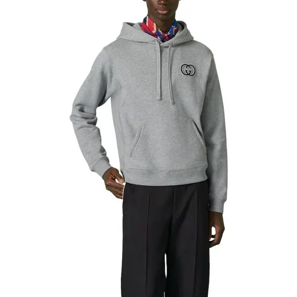 Gucci Cotton Jersey Hooded Sweatshirt With Logo Detail - Grey