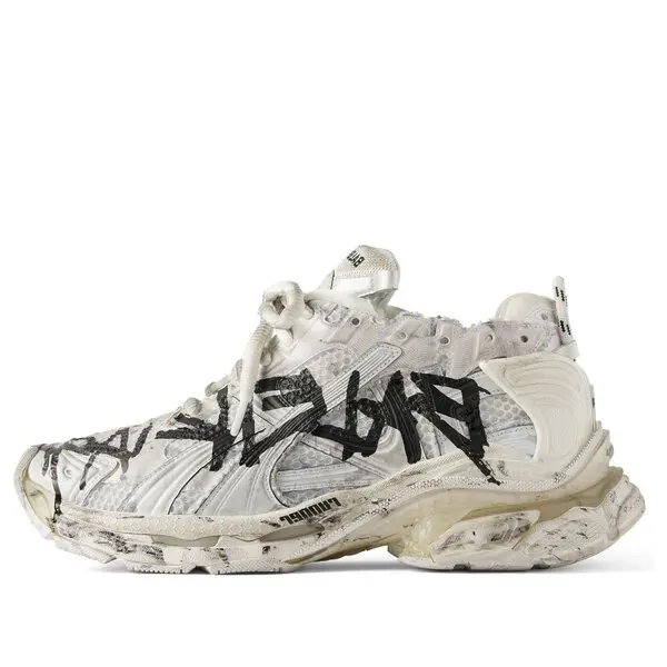 Balenciaga Runner Graffiti Sneakers - White/black