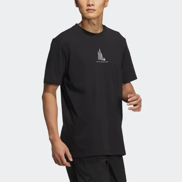 Adidas Camping Graphic Short Sleeve Tee Pattern Round Neck Black T-shirt