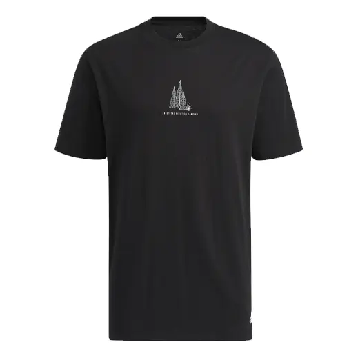 Adidas Camping Graphic Short Sleeve Tee Pattern Round Neck Black T-shirt - Default Color