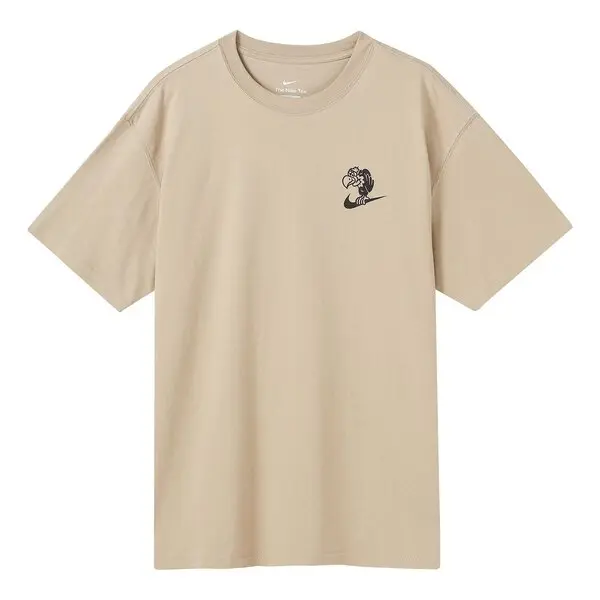 Nike Cartoon Pattern Printing Casual Round Neck Short Sleeve Beige T-shirt - Default Color