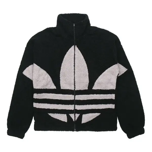 Adidas Originals Lambswool Jacket With Large Logo Pattern - Black