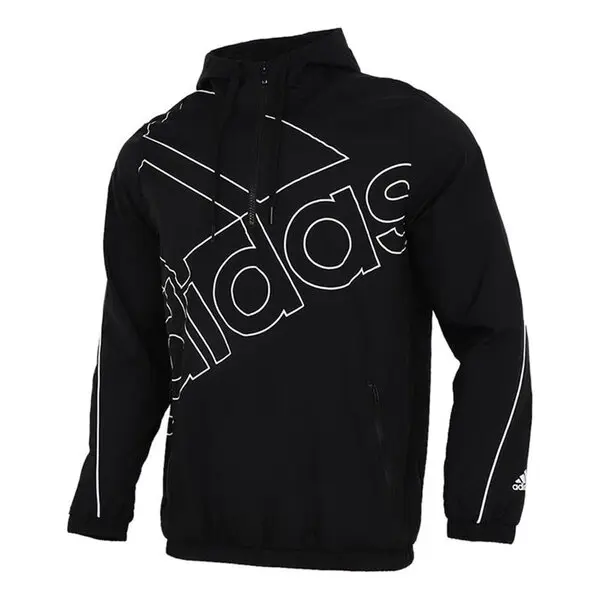 Adidas Large Logo Sports Hooded Jacket - Black