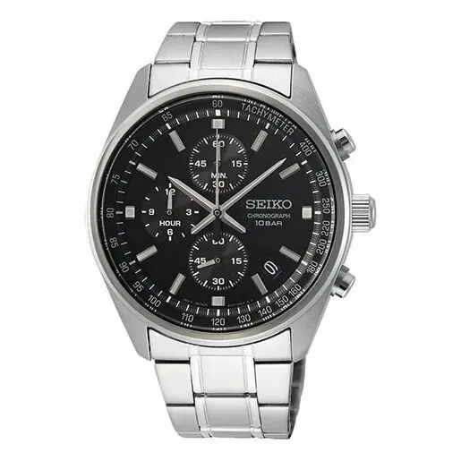SEIKO Chronograph Stainless Steel Watch - Black