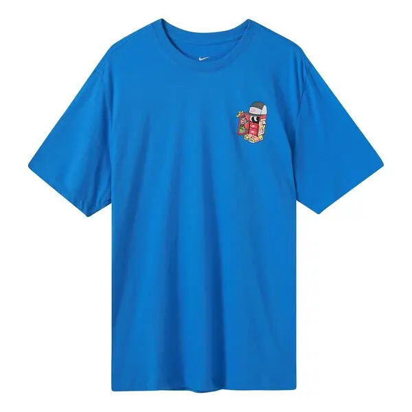 Nike Shoe Printing Sports Round Neck Short Sleeve - Blue