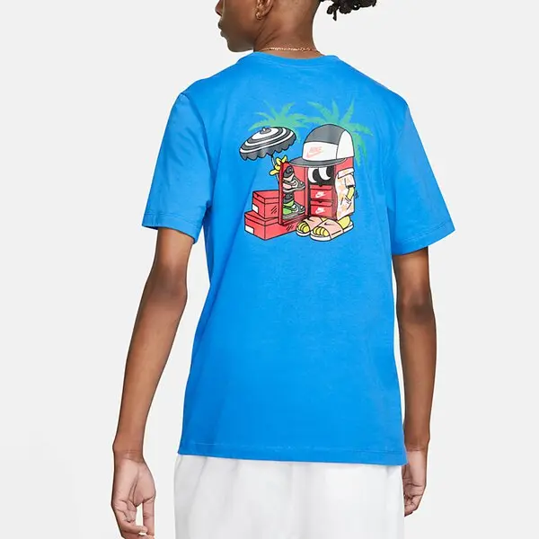 Nike Shoe Printing Sports Round Neck Short Sleeve - Blue