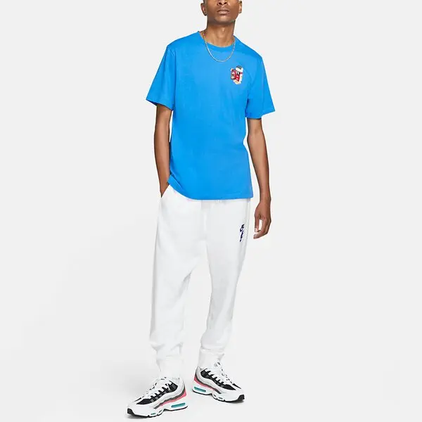 Nike Shoe Printing Sports Round Neck Short Sleeve - Blue