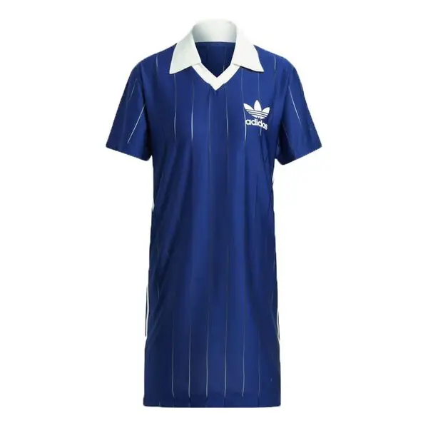 Adidas Originals Knit Collar Short Sleeve Dress - Dark Blue