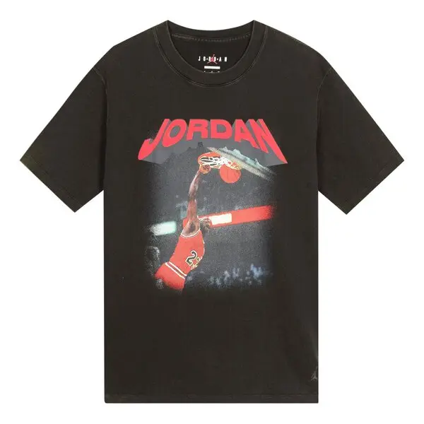 JORDAN Slam Dunk Graphic T-shirt - Black/red