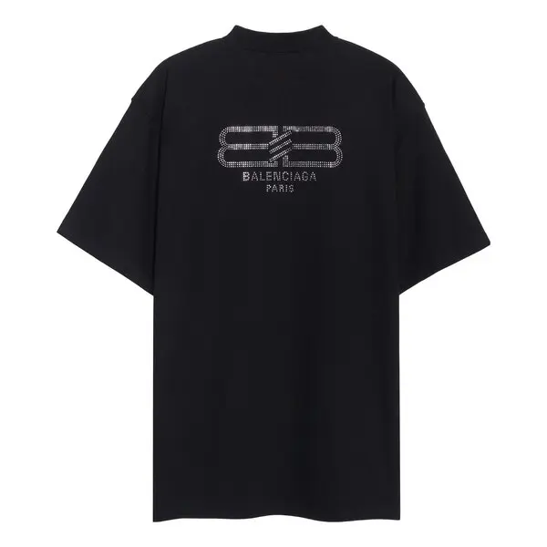 Balenciaga Bb Paris Strass T-shirt - Black