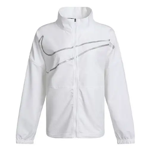 Nike Large Woven Stand Collar Training Sports White Jacket - Default Color