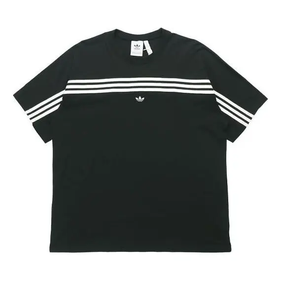 Adidas Originals 3-stripe Tee Stripe Logo Embroidered Short Sleeve - Black