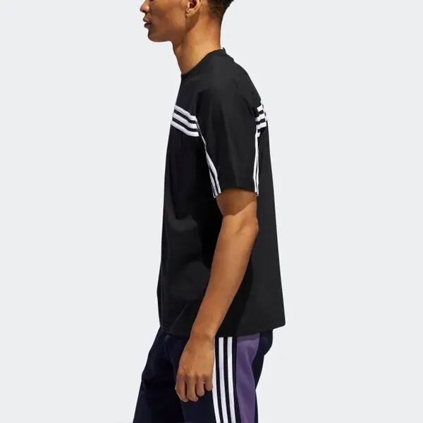Adidas Originals 3-stripe Tee Stripe Logo Embroidered Short Sleeve - Black