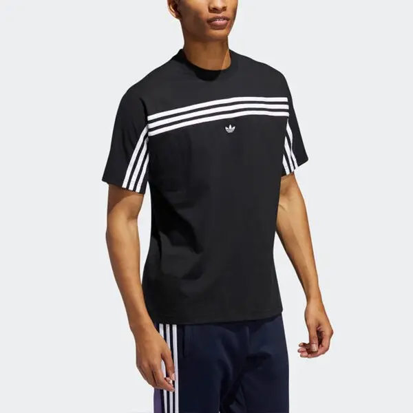 Adidas Originals 3-stripe Tee Stripe Logo Embroidered Short Sleeve - Black