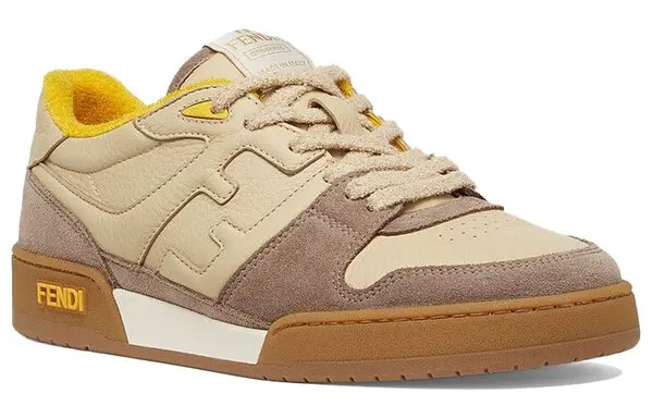 Fendi Low Top Suede Sneakers - Beige/yellow
