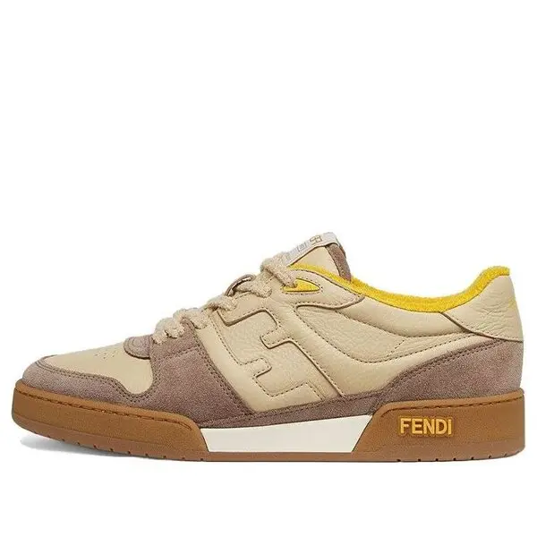 Fendi Low Top Suede Sneakers - Beige/yellow