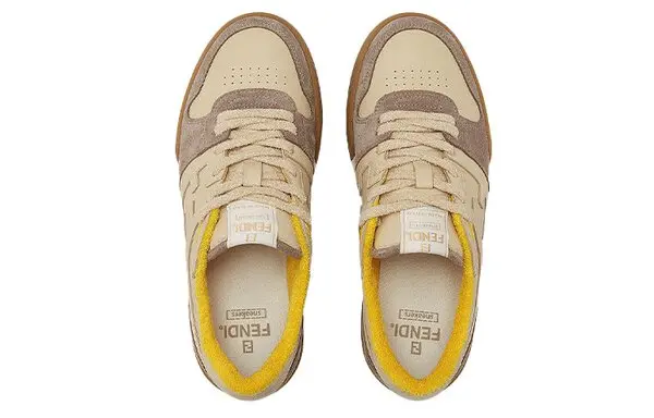 Fendi Low Top Suede Sneakers - Beige/yellow