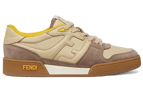 Fendi Low Top Suede Sneakers - Beige/yellow