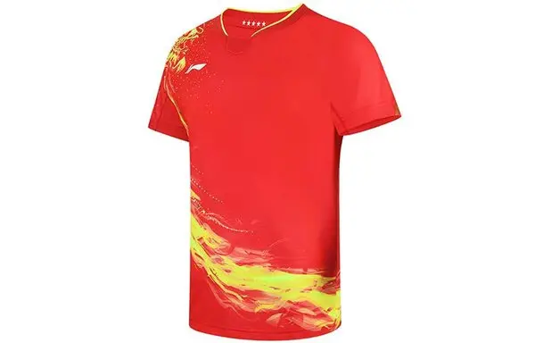 LI-NING Fast-dry Table Tennis Dragon T-shirt 'red Yellow
