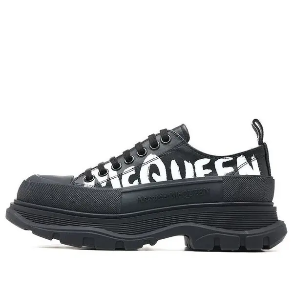 Alexander McQueen Graffiti Tread Slick Lace Up Shoes - White/black
