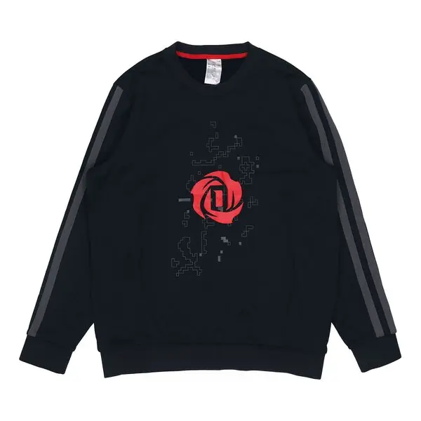 Adidas Crewneck Pullover With Rose Graphic - Black