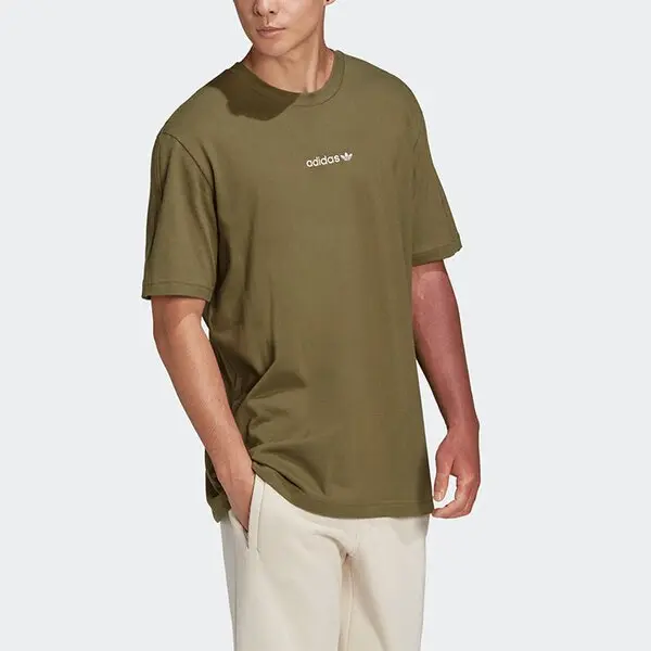 Adidas Originals Logo Printing Round Neck Short Sleeve Green - Default Color