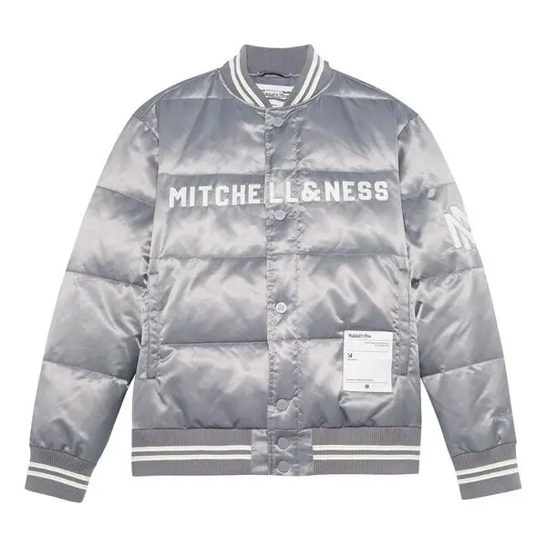 Mitchell & Ness Padded Bomber Jacket - Silver/white