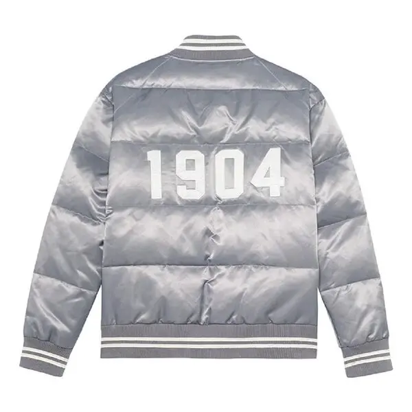 Mitchell & Ness Padded Bomber Jacket - Silver/white