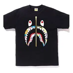 A BATHING APE Half Zip Shark Face T-shirt - Black