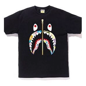A BATHING APE Half Zip Shark Face T-shirt - Black
