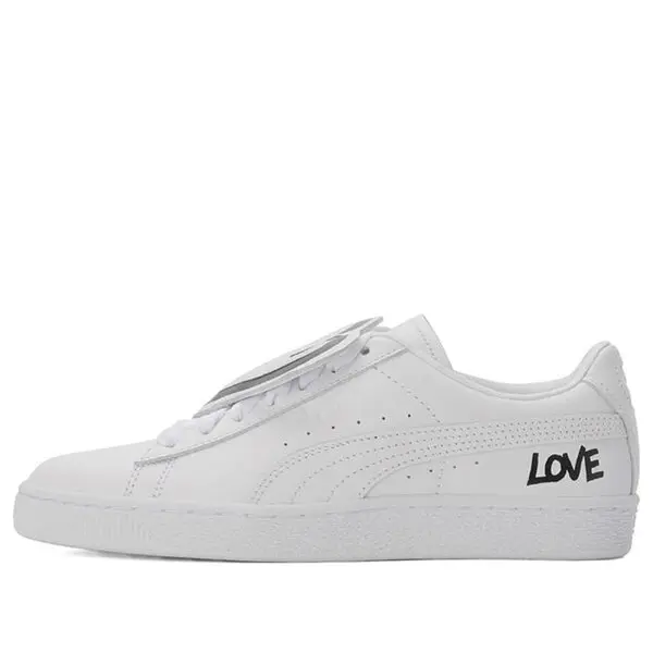 PUMA Basket Badge Sneakers With Heart Detail - White