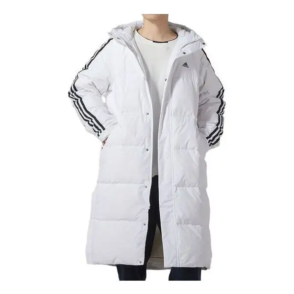 Adidas 3-stripes Long Down Jacket - White