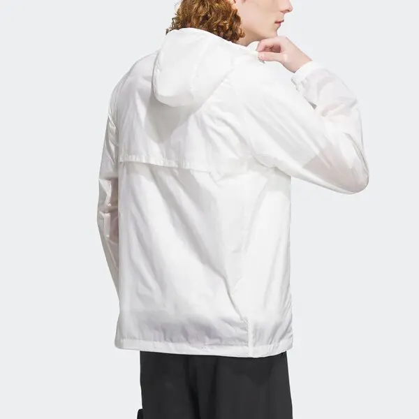 Adidas Hooded Windbreaker Jacket - White