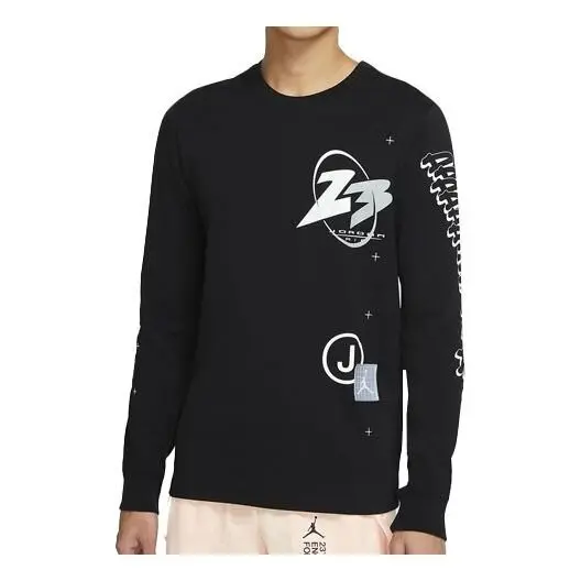 JORDAN 23 Air Logo Printed Long Sleeve Shirt - Black