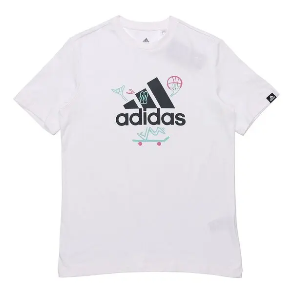 Adidas Logo Printing Pattern Sports Male - White