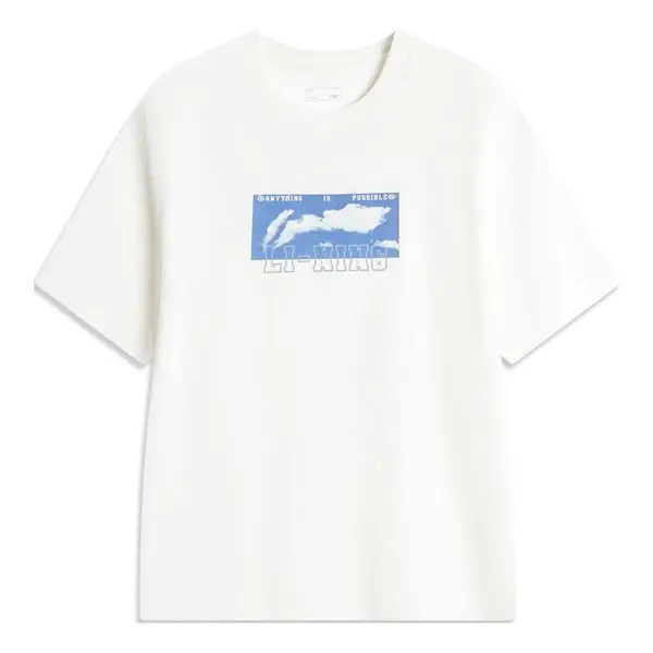 LI-NING Anything Is Possible Graphic T-shirt 'white - White/blue