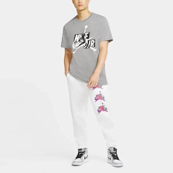 JORDAN Printing Casual Sports Round Neck Short Sleeve - Gray