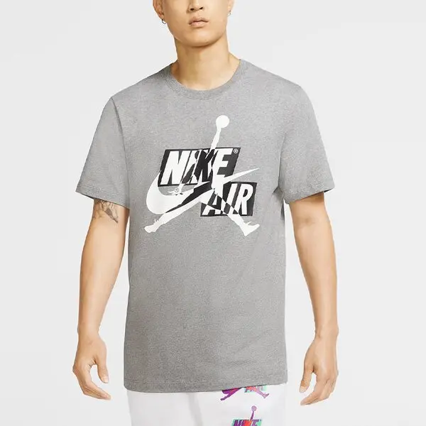 JORDAN Printing Casual Sports Round Neck Short Sleeve - Gray