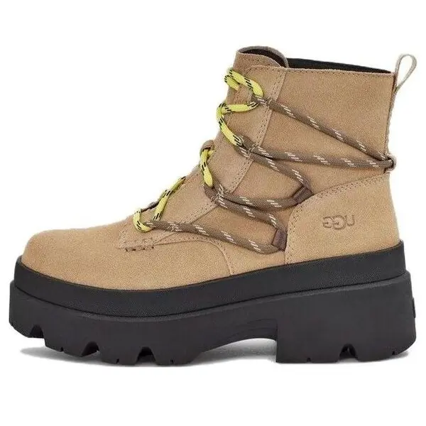 UGG Brisbane Lace Up Boots - Mustard Seed/black