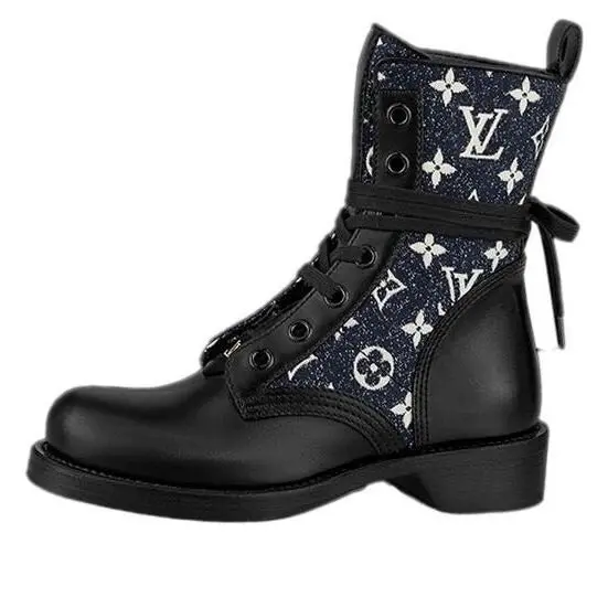 LOUIS VUITTON Metropolis Flat Ranger Boots - Black/blue/white