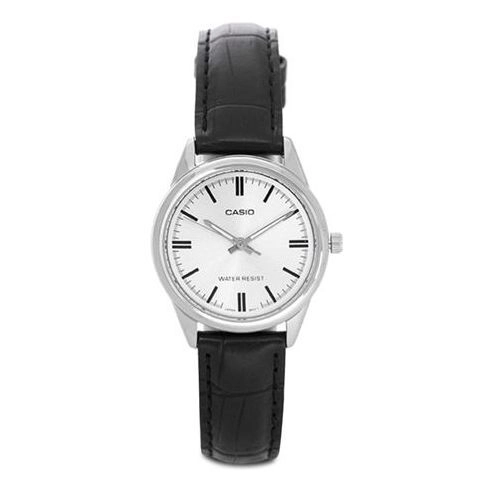 Casio Analog Quartz Watch With Leather Strap - Black
