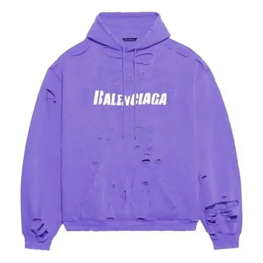 Balenciaga Destroyed Hoodie - Purple