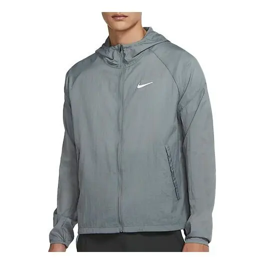 Nike Essential Logo Printing Reflective Woven Hooded Jacket - Gray